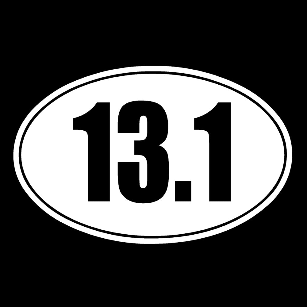 13.1 Half Marathon Running Solid Oval Single Color Transfer Type Decal ...