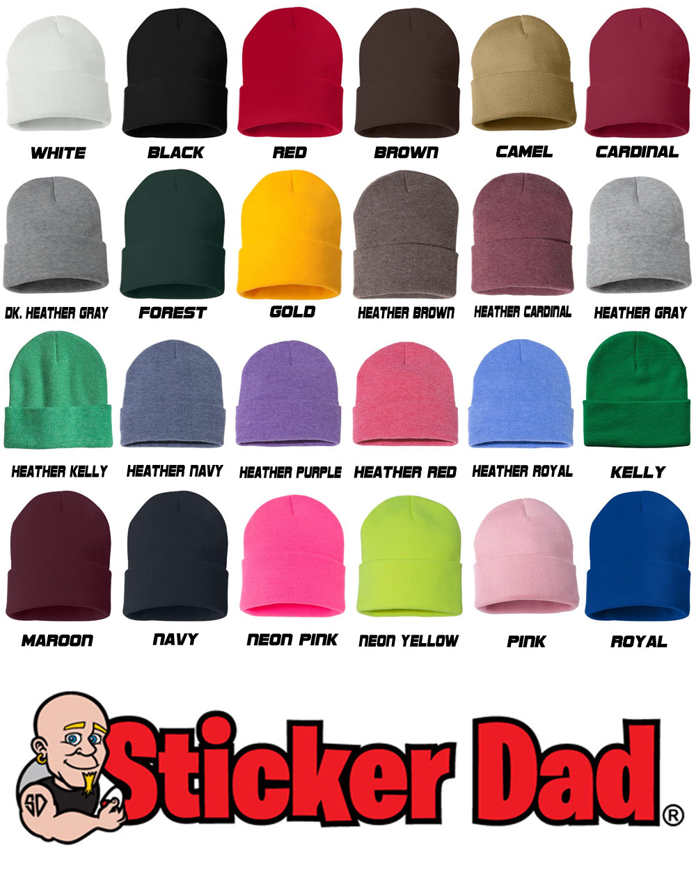 PROUD NERD Embroidered Cuffed Beanie Hat – StickerDad & ShirtMama