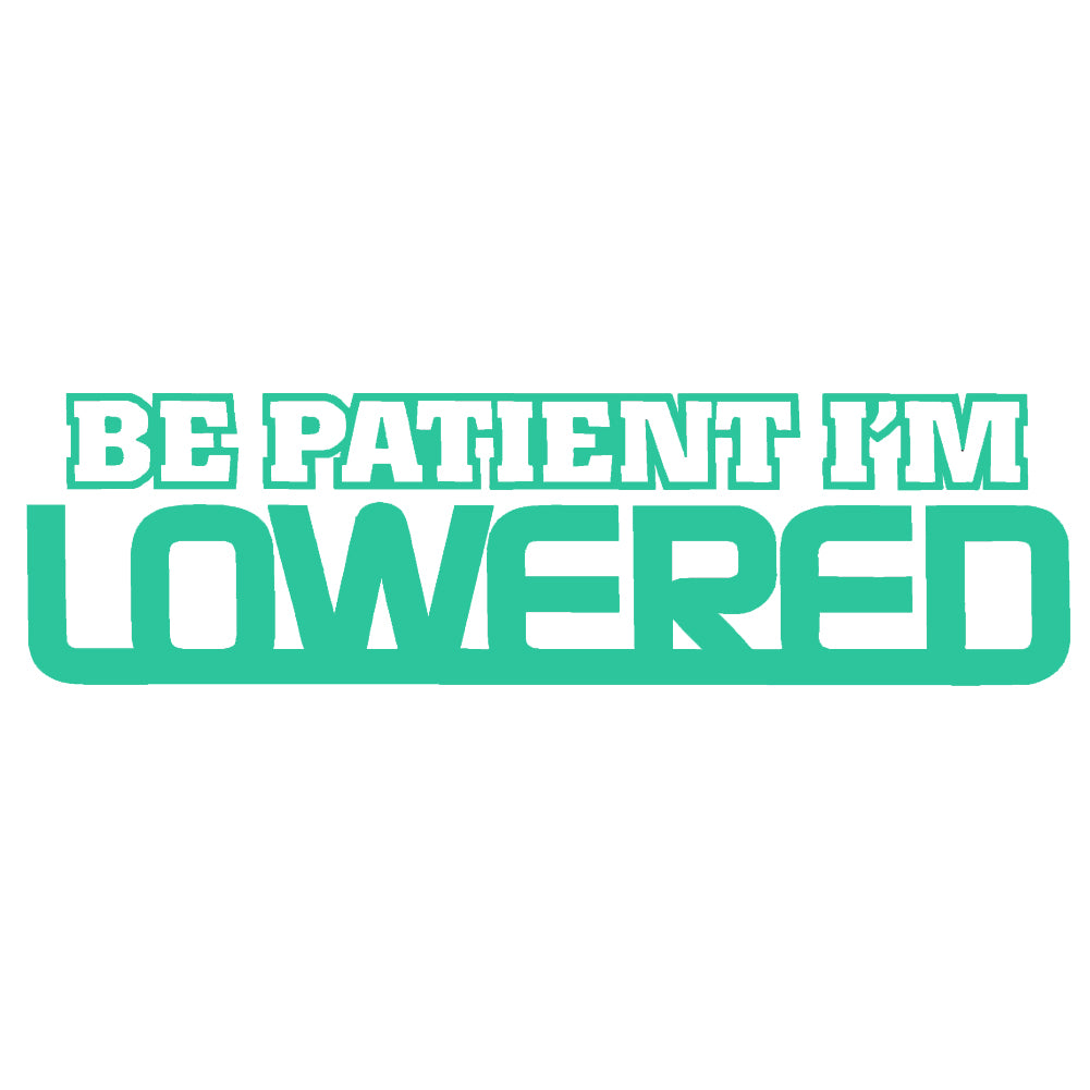 BE PATIENT I'M LOWERED V2 Single Color Transfer Type Decal – StickerDad ...