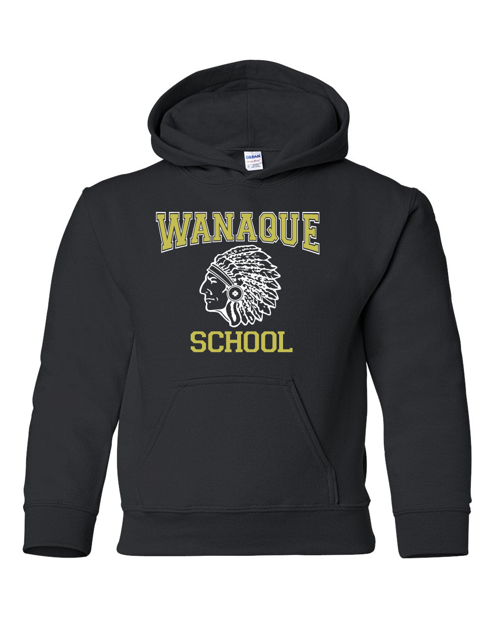 WANAQUE School Black Heavy Blend Hoodie w/ WANAUQE School "Indian" Log ...
