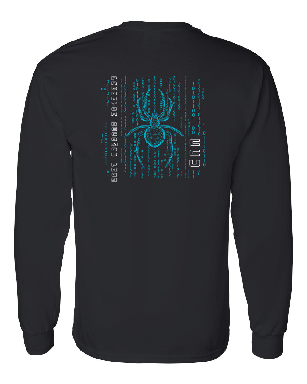 CCU Black Long Sleeve Shirt w/ CCU Spider Logo in 2 Color Print on Bac ...