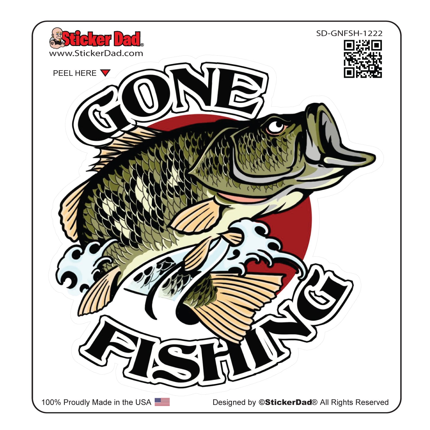 GONE FISHING 1222 Full Color 5 inch Printed Vinyl Decal Window Sticker ...
