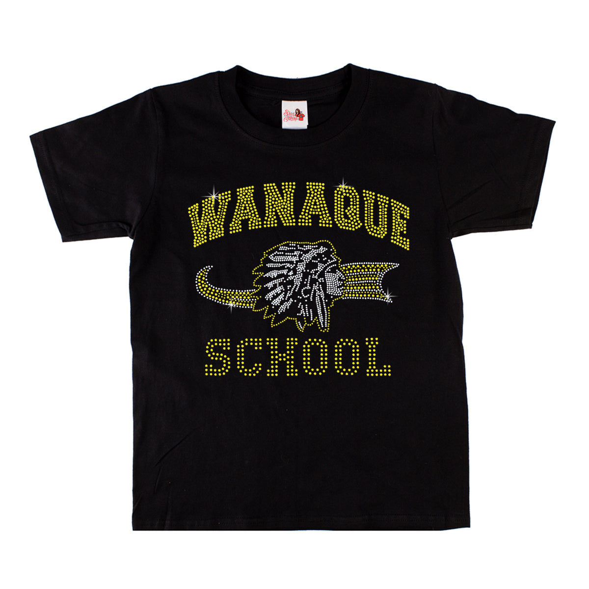 WANAQUE Black Short Sleeve Tee w/ WANAQUE School "Old Style" Logo in S ...