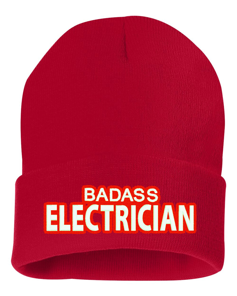 Badass Electrician Embroidered Cuffed Beanie Hat – StickerDad & ShirtMama