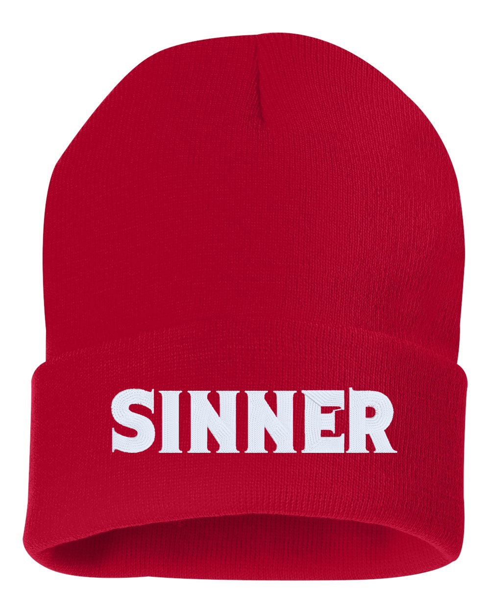 SINNER Embroidered Cuffed Beanie Hat – StickerDad & ShirtMama