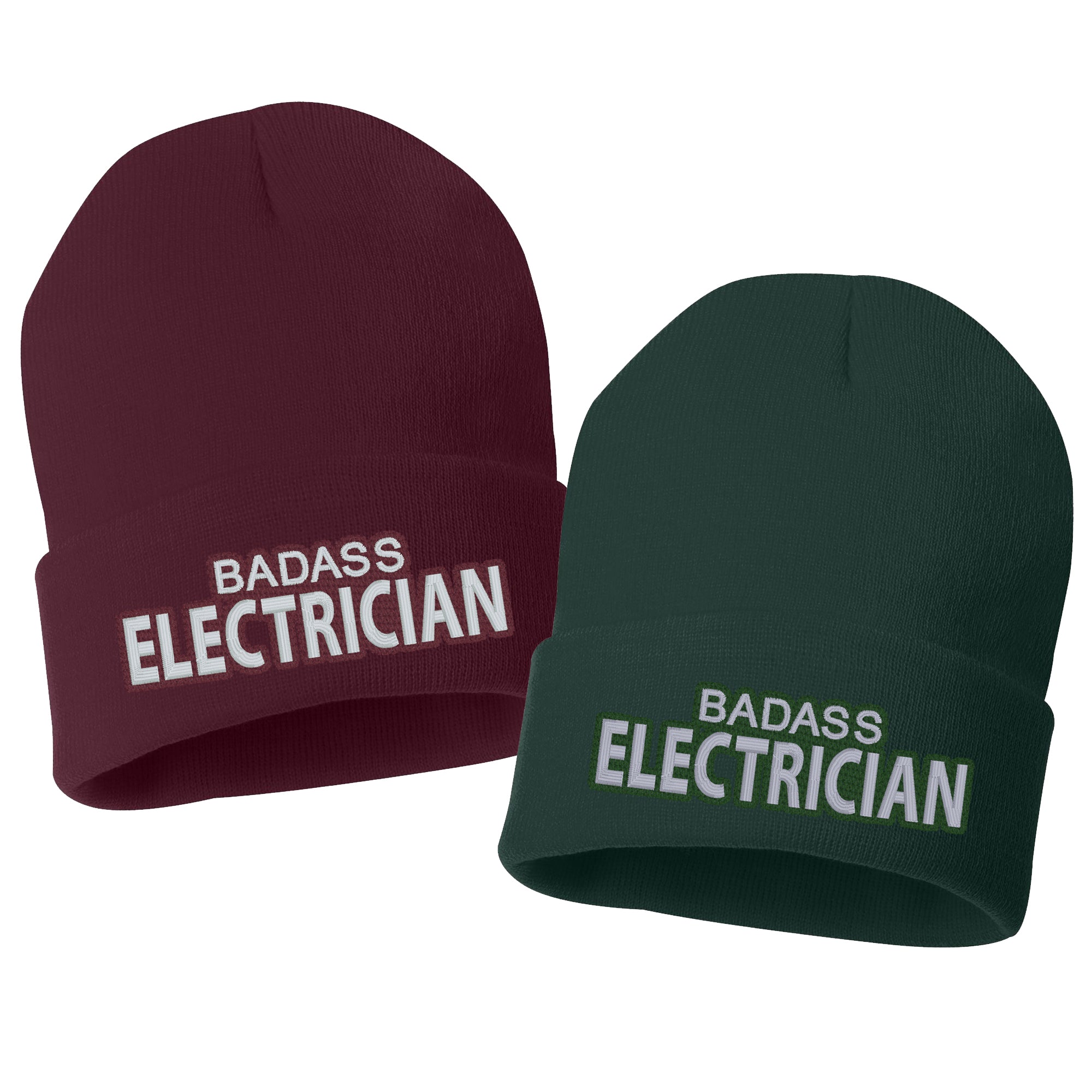 Badass Electrician Embroidered Cuffed Beanie Hat – StickerDad & ShirtMama