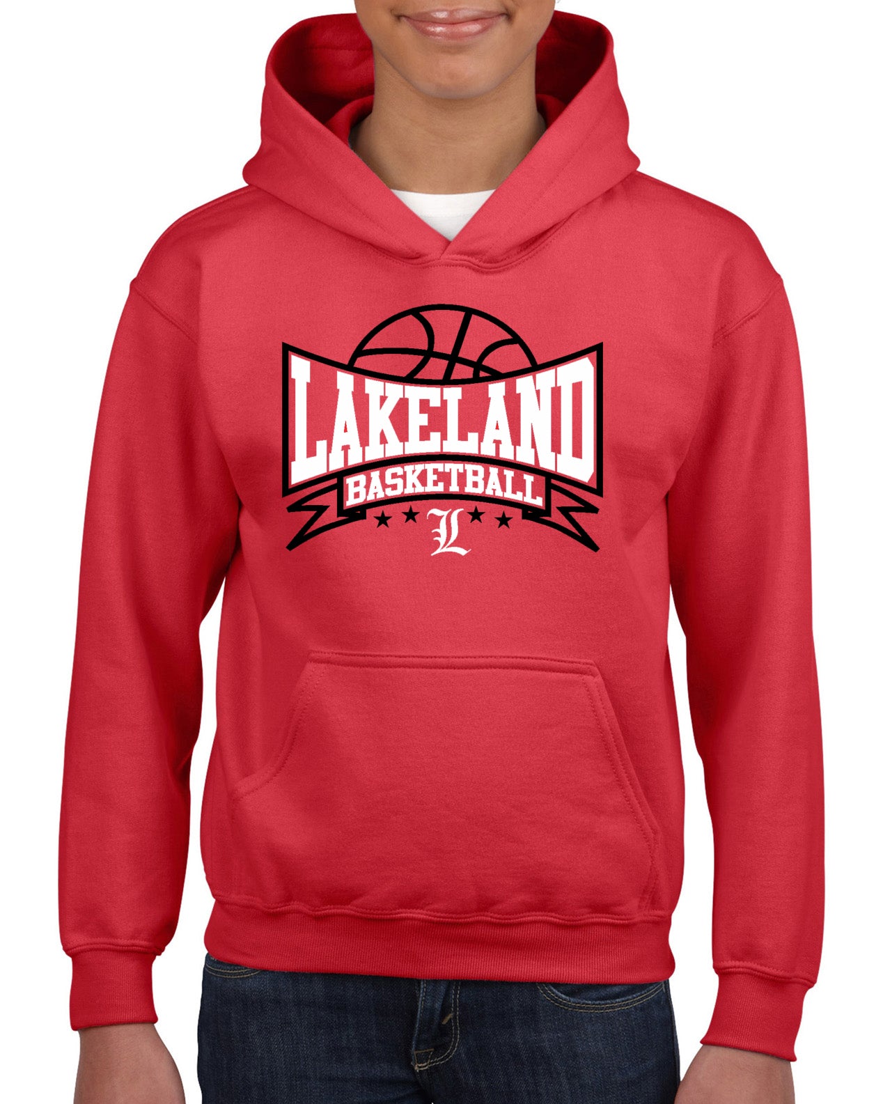 Lakeland Basketball Red Heavy Blend Shirt w/ Lakeland Basketball V3 lo ...
