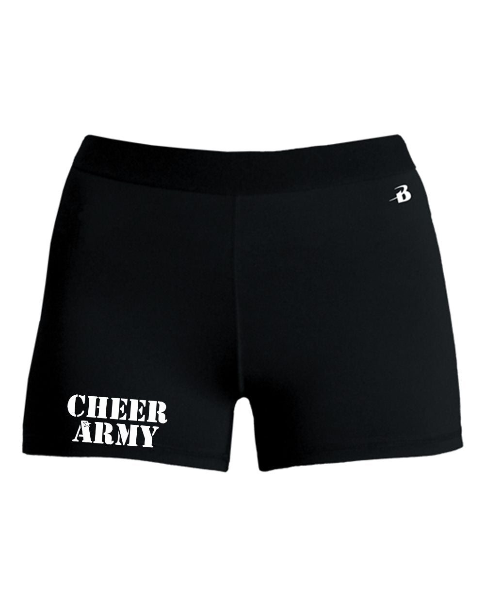 Cheer Army Black Pro Compression Shorts w/ CHEER ARMY Stencil Design o ...